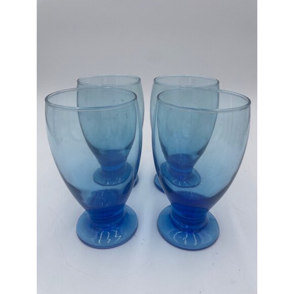 Dining | Cobalt Blue Footed Water Wine Goblets 12 Oz Set 4 | Poshmark